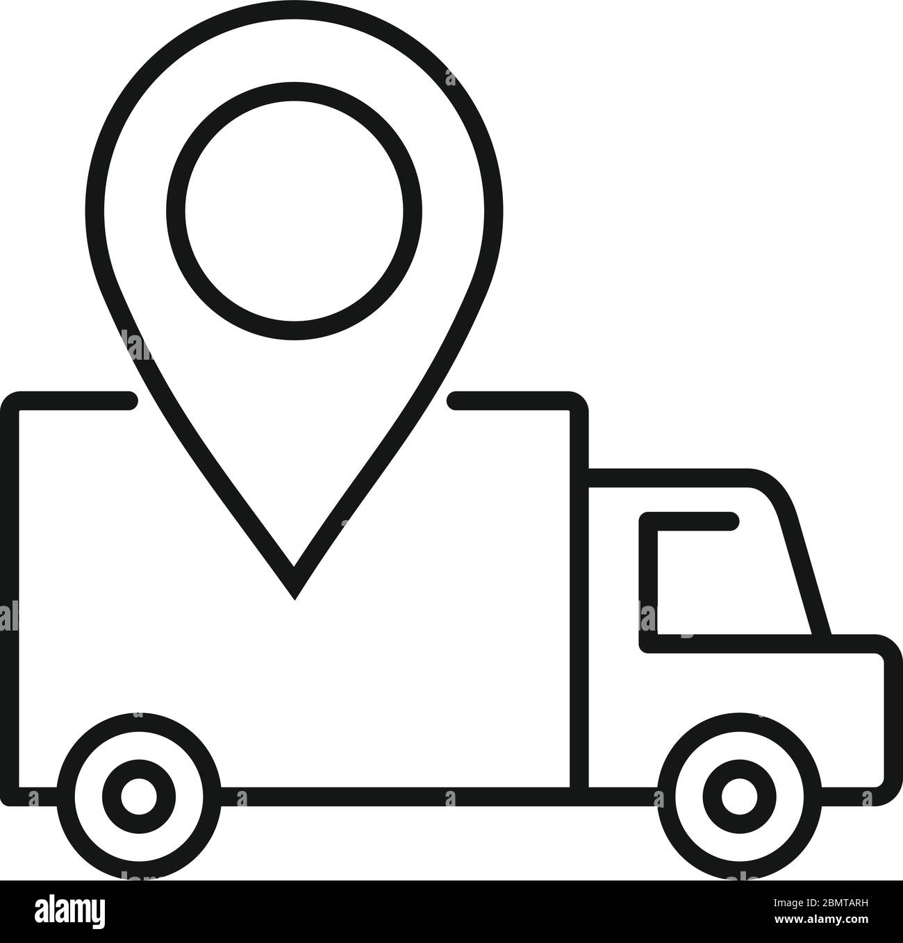 Relocation gps pin truck icon. Outline relocation gps pin truck vector ...