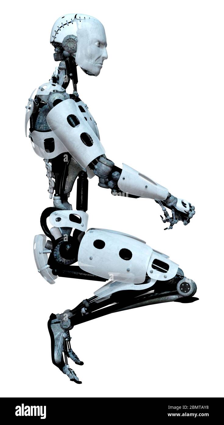 3D rendering of a male robot isolated on white background Stock Photo ...