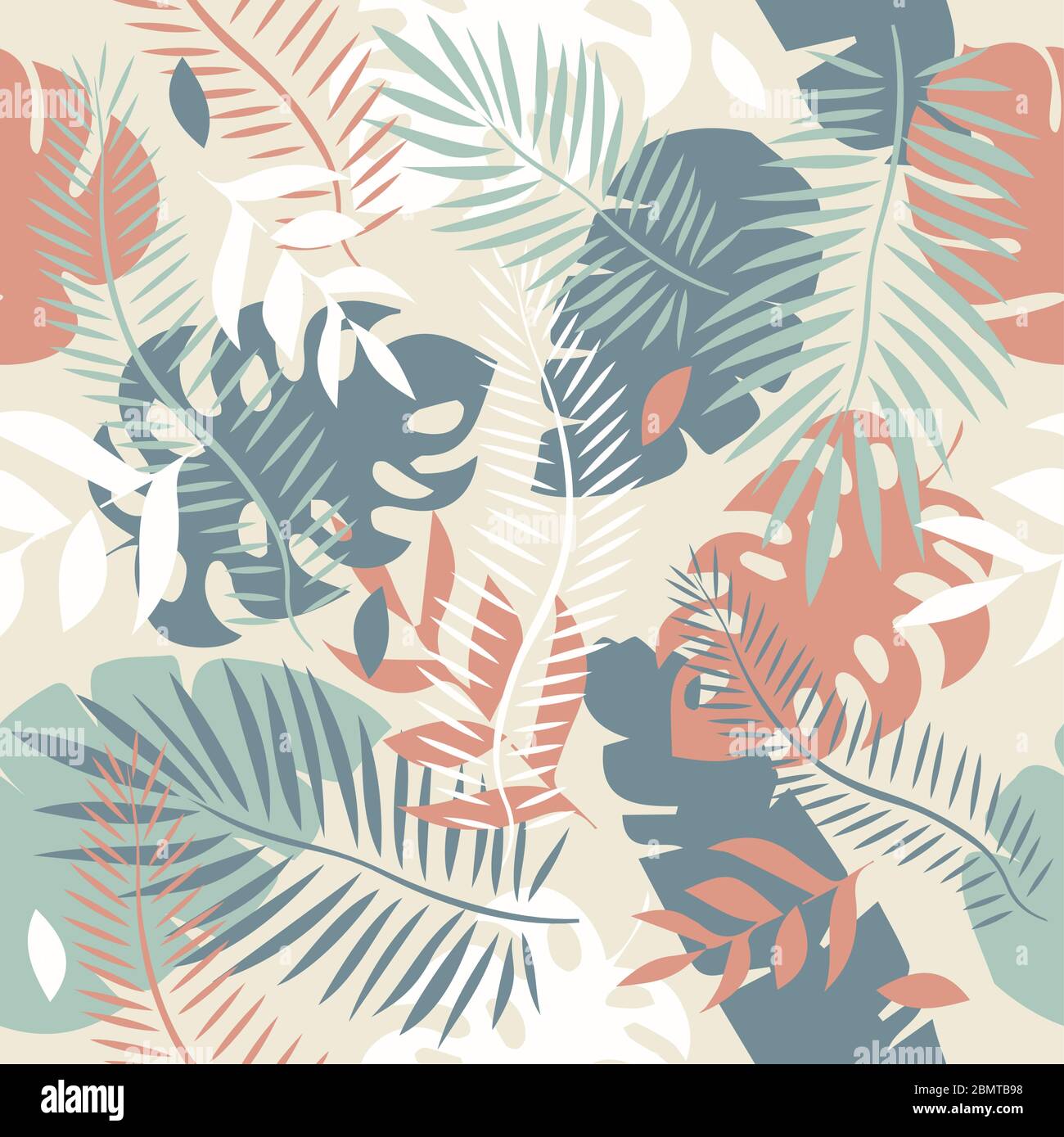 Vector seamless tropical leaves pattern Stock Vector Image & Art - Alamy