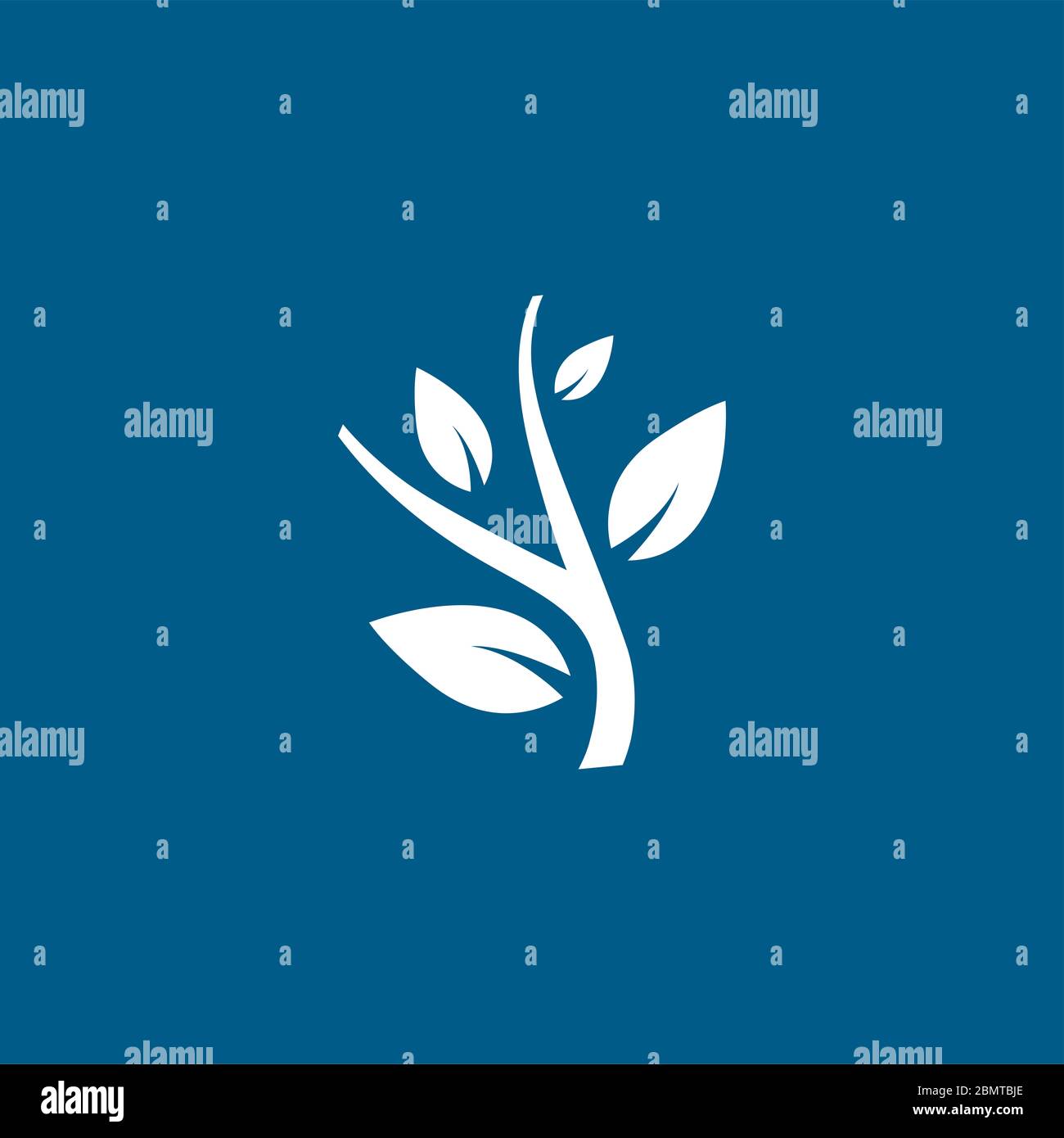 Plant Icon On Blue Background. Blue Flat Style Vector Illustration ...