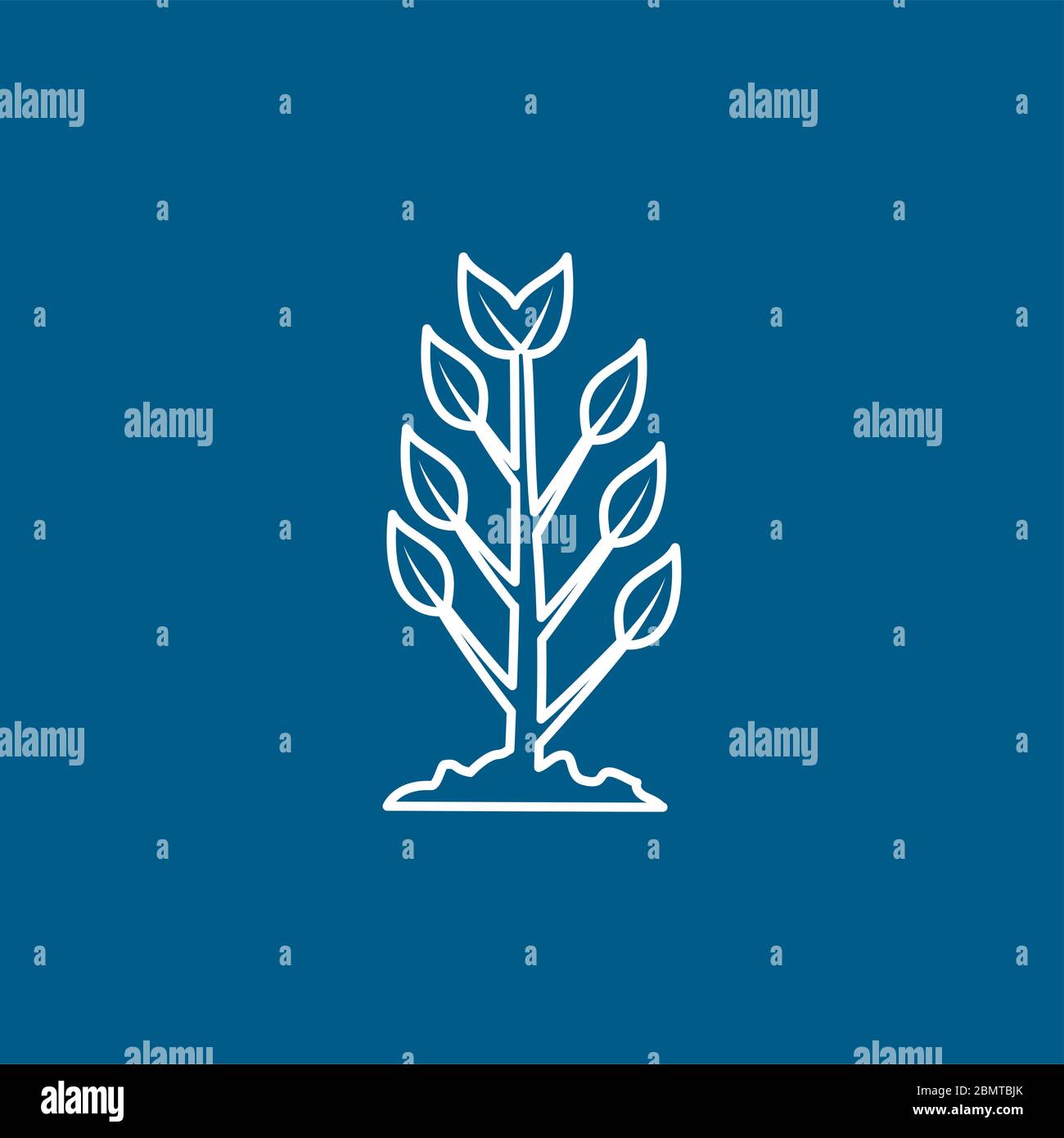 Plant Line Icon On Blue Background. Blue Flat Style Vector Illustration ...
