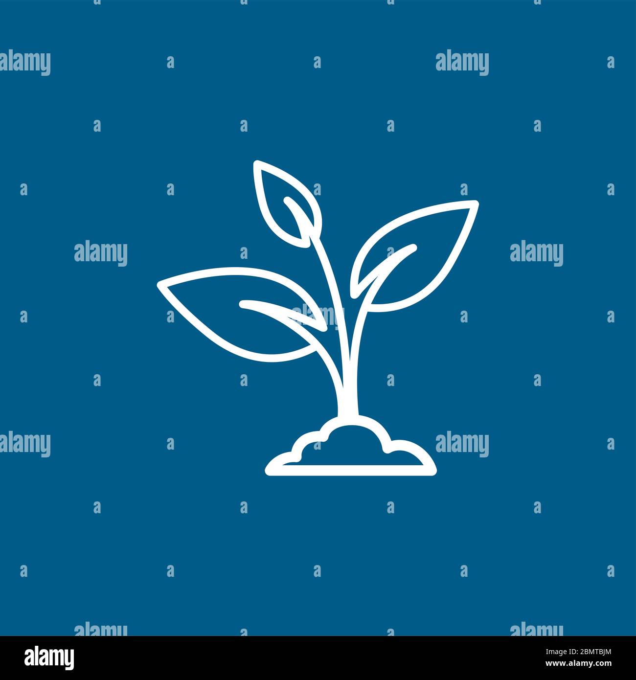 Plant Line Icon On Blue Background. Blue Flat Style Vector Illustration ...