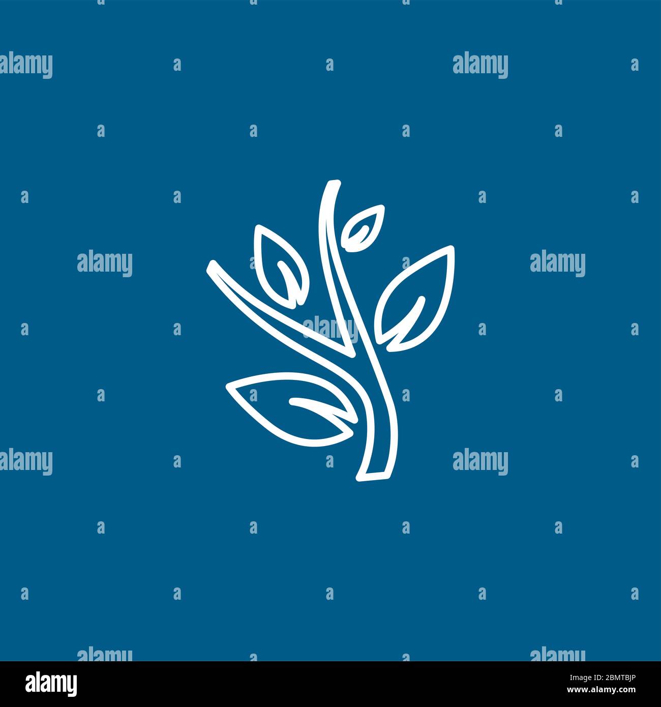 Plant Line Icon On Blue Background. Blue Flat Style Vector Illustration ...