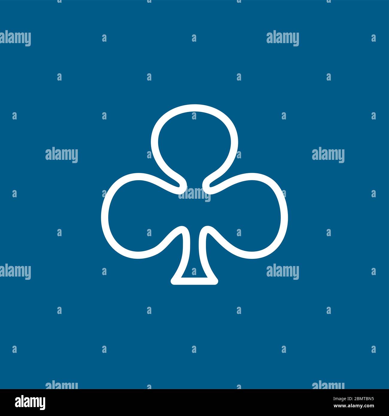 Playing Card Club Line Icon On Blue Background. Blue Flat Style Vector ...