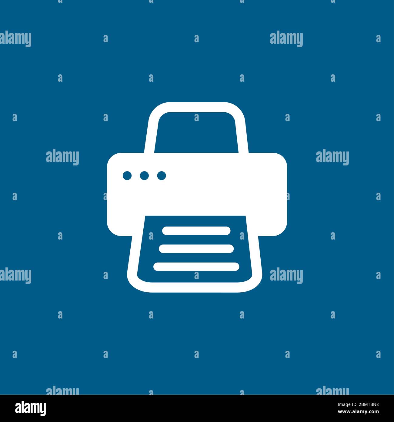 Printer Icon On Blue Background. Blue Flat Style Vector Illustration ...