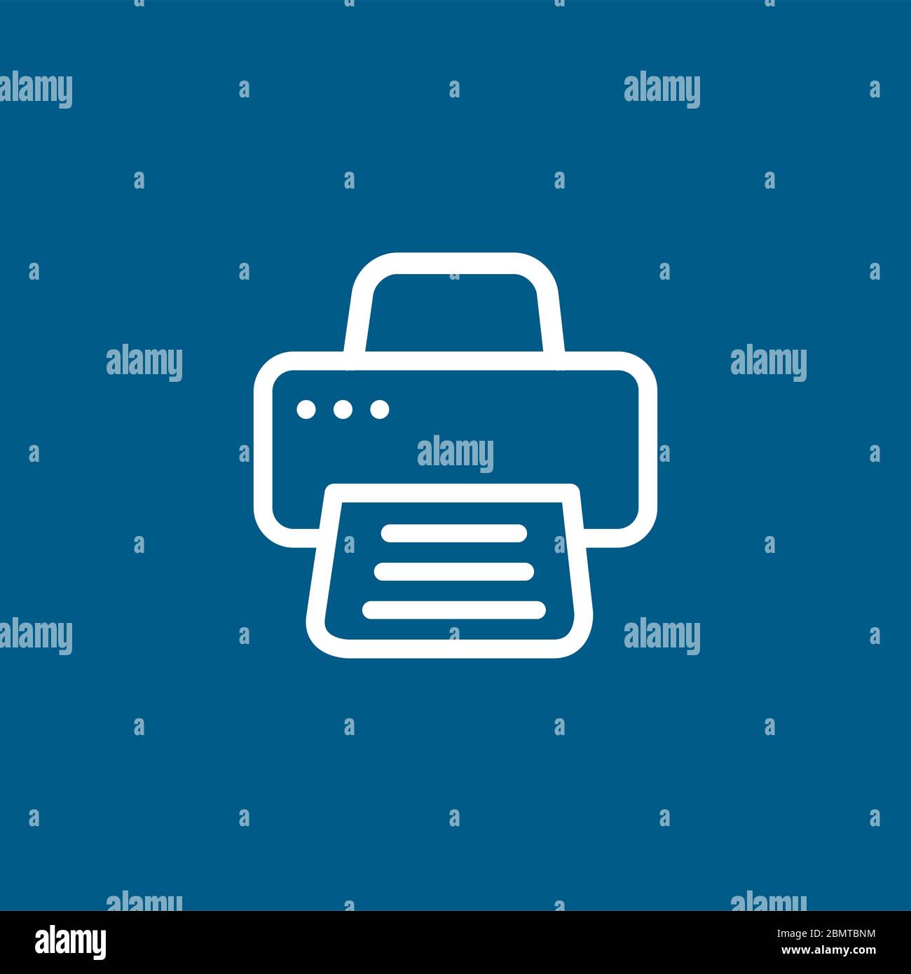 Printer Line Icon On Blue Background. Blue Flat Style Vector ...