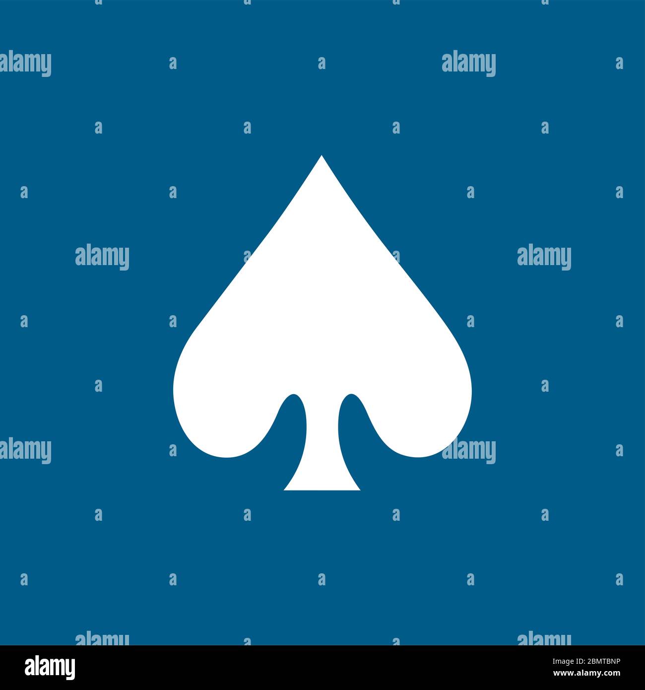 Playing Card Spade Icon On Blue Background. Blue Flat Style Vector ...