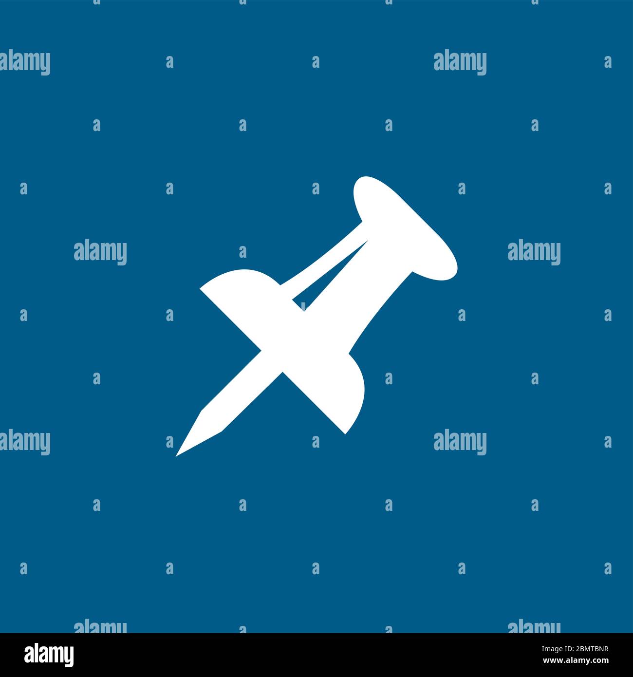 Push Pin Icon On Blue Background. Blue Flat Style Vector Illustration ...