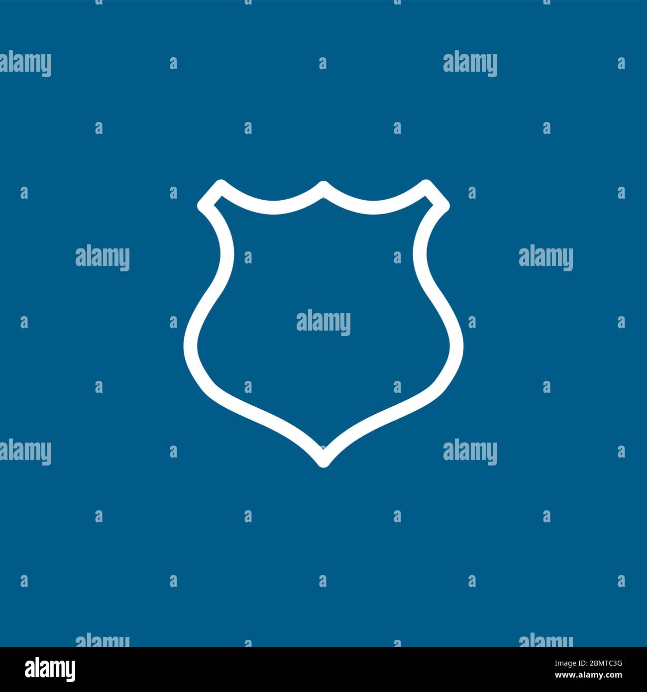 Shield Line Red Icon On Blue Background. Blue Flat Style Vector ...