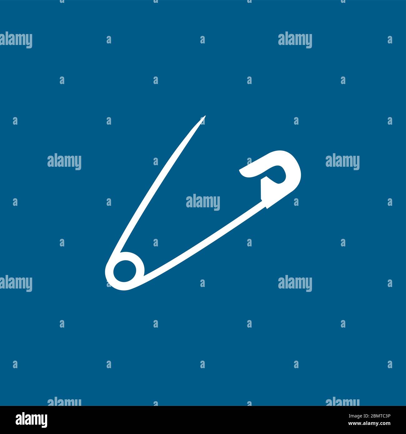 Safety Pin Icon On Blue Background. Blue Flat Style Vector Illustration ...