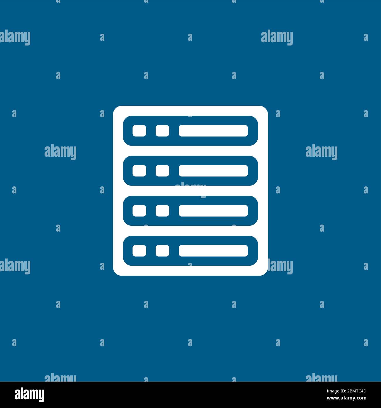 Server Icon On Blue Background. Blue Flat Style Vector Illustration ...