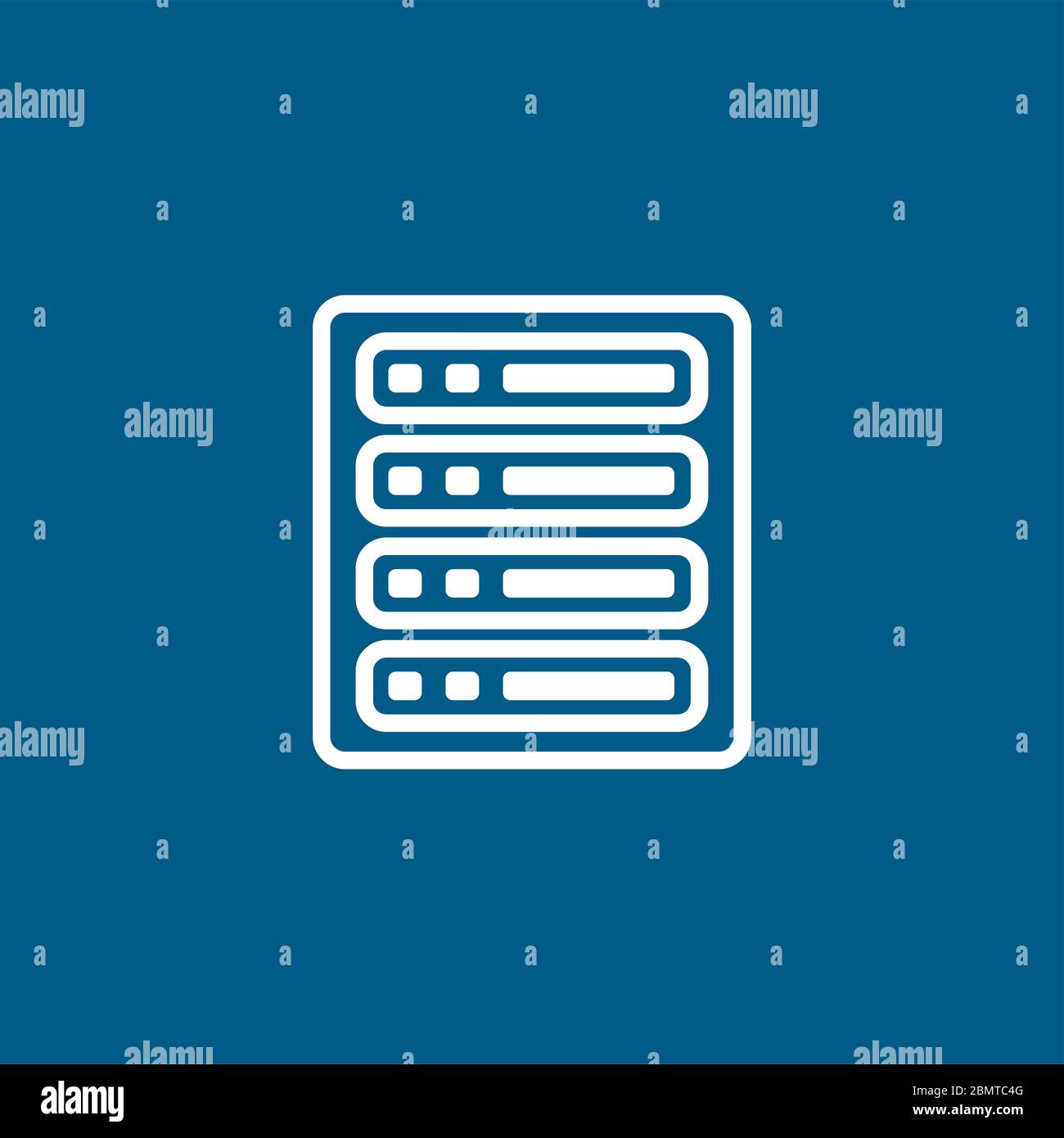 Server Line Icon On Blue Background. Blue Flat Style Vector ...