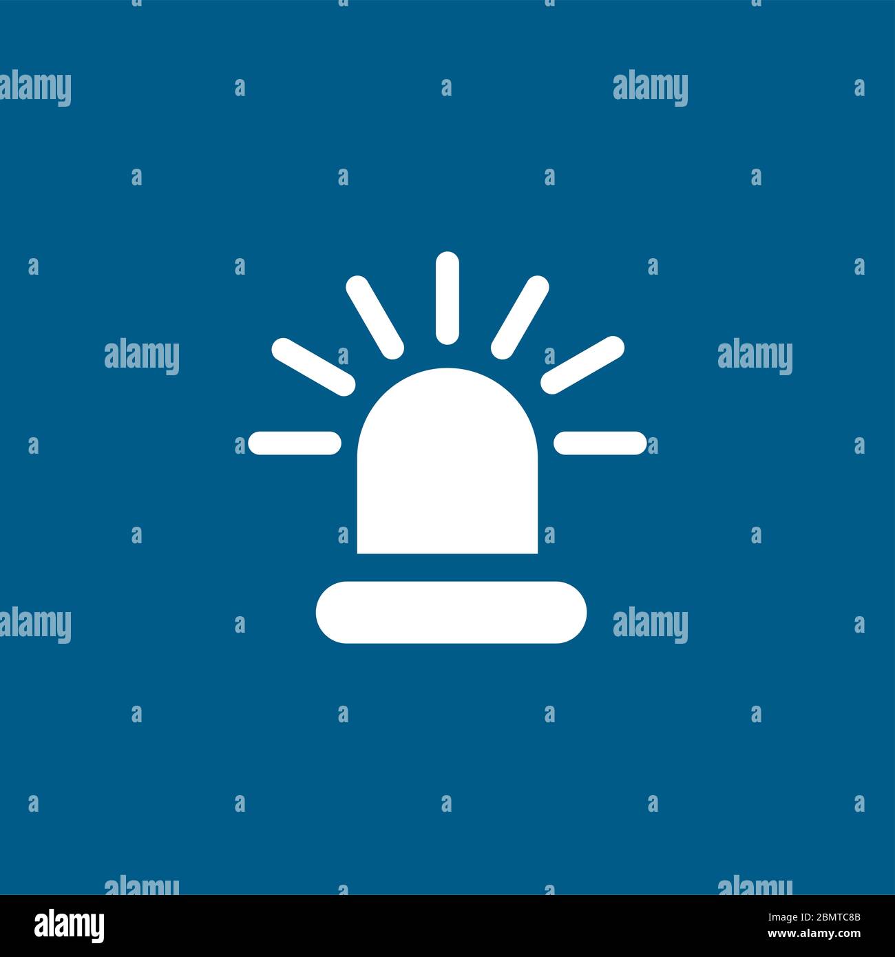 Siren Light Icon On Blue Background. Blue Flat Style Vector ...
