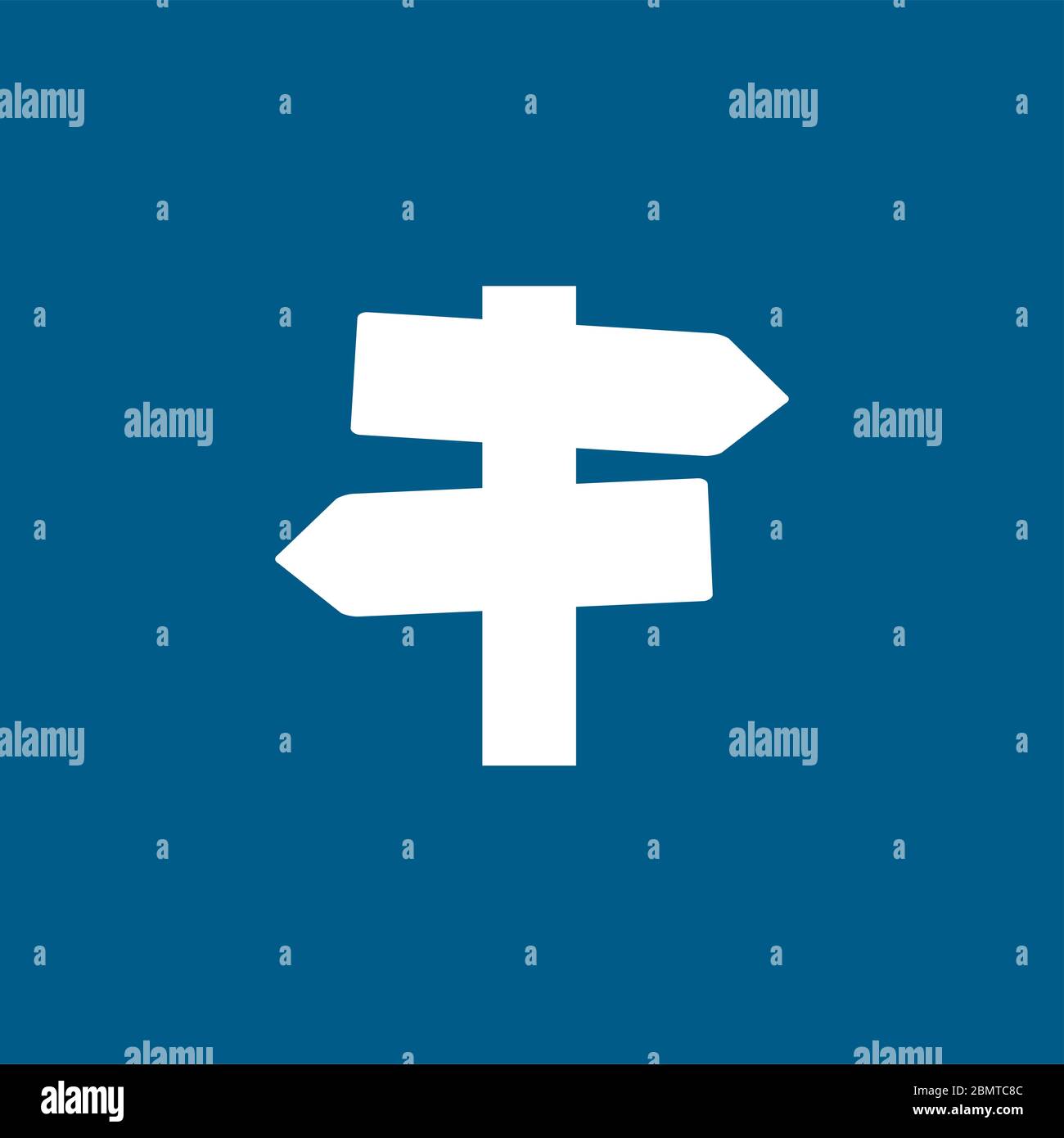 Signpost Icon On Blue Background. Blue Flat Style Vector Illustration ...