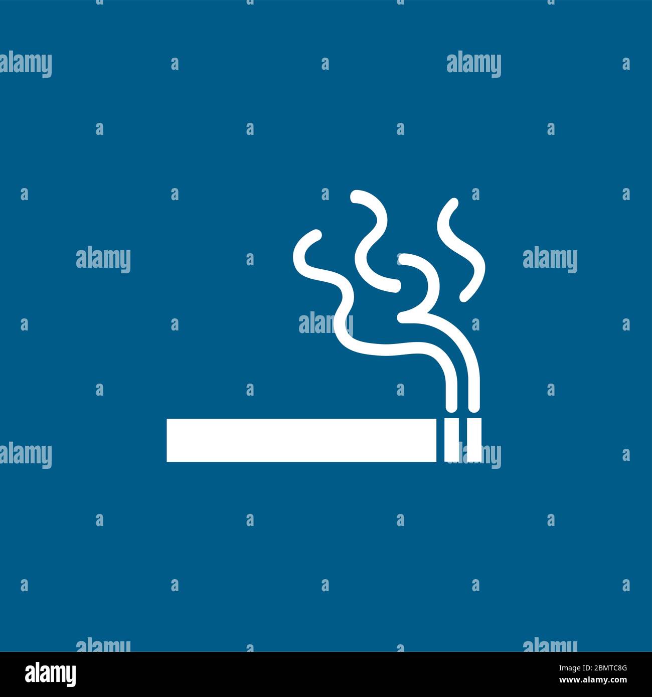 Simple Cigarette Icon On Blue Background. Blue Flat Style Vector ...