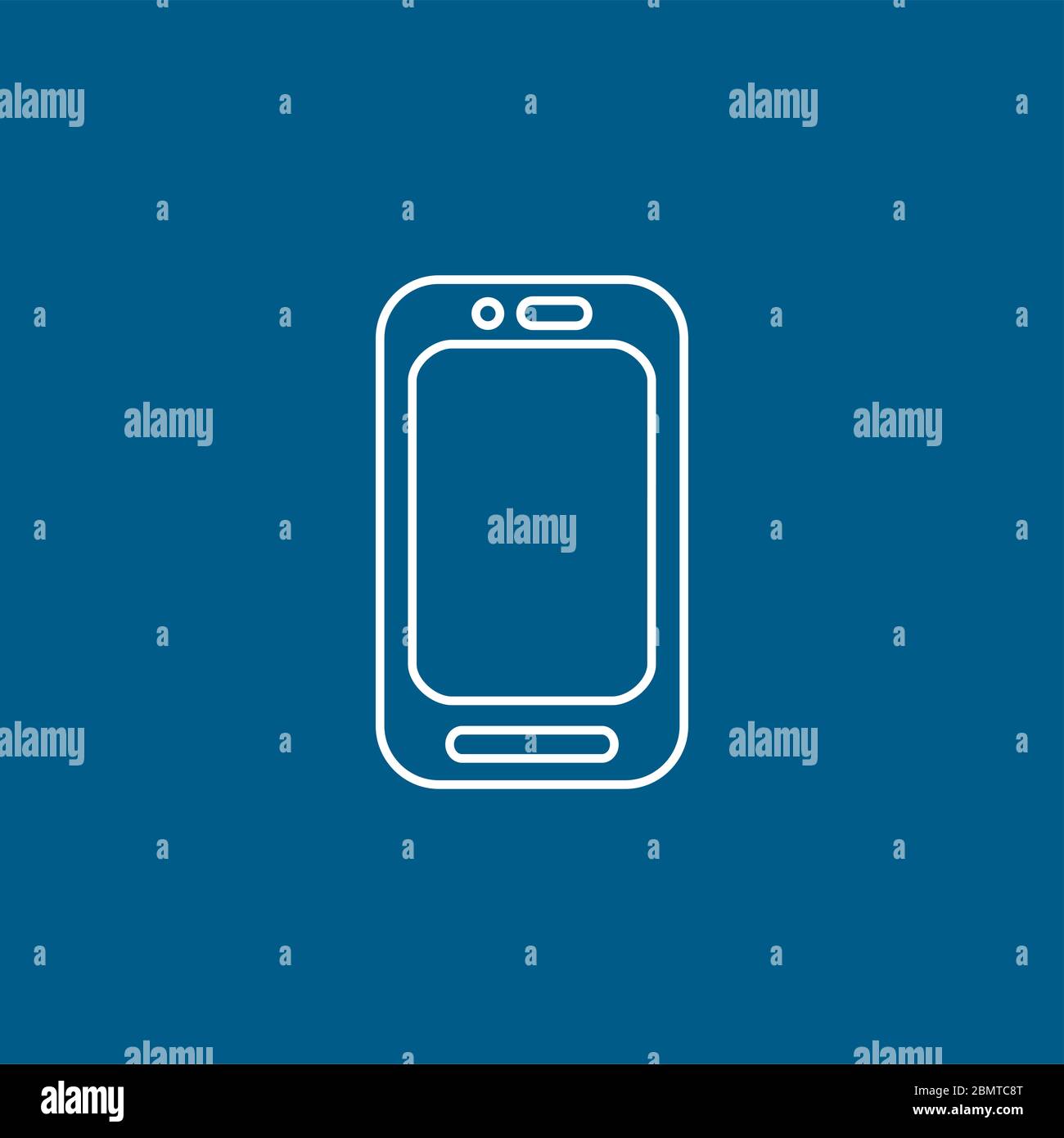 Smartphone Line Icon On Blue Background. Blue Flat Style Vector ...