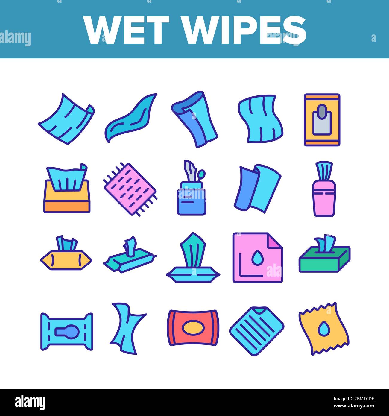 Wet Wipes Disinfectant Collection Icons Set Vector Stock Vector Image ...