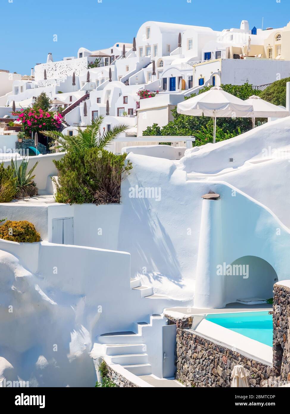 Amazing Santorini view on white cave houses. Santorini, Cyclades ...