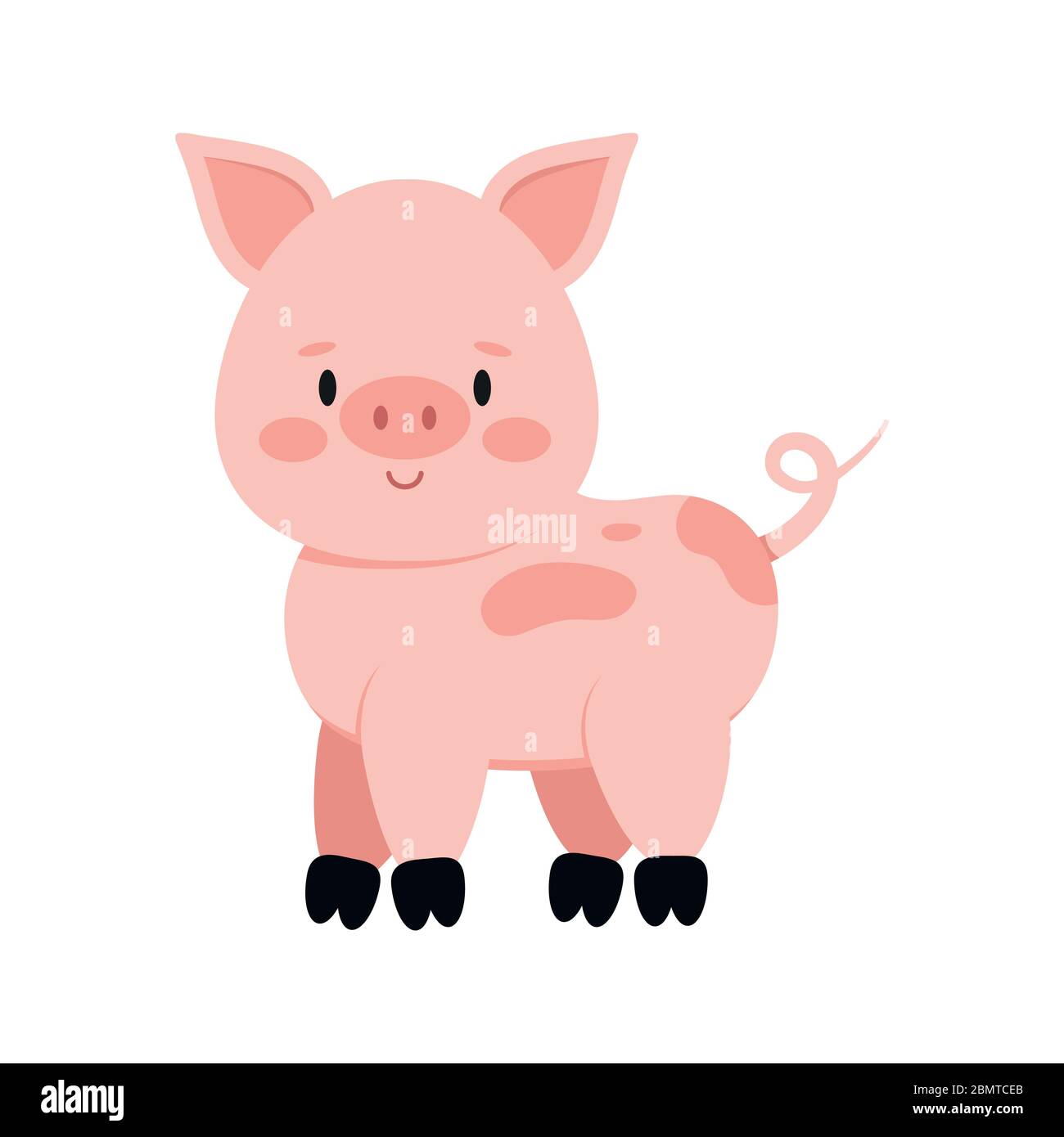 Cute pig with curly tail Stock Vector Images - Alamy