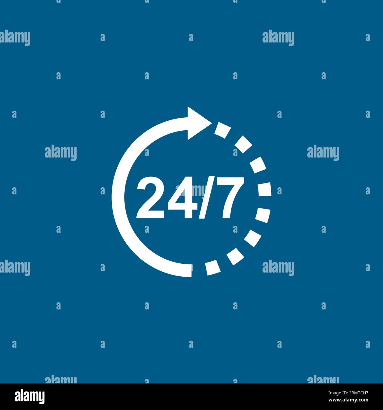 Support 24-7 Icon On Blue Background. Blue Flat Style Vector ...