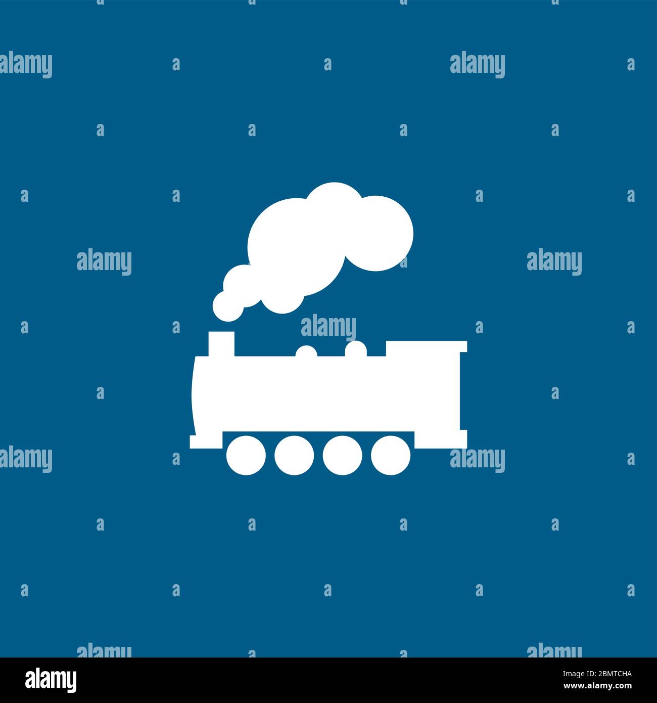 Steam Locomotive Train Icon On Blue Background. Blue Flat Style Vector ...