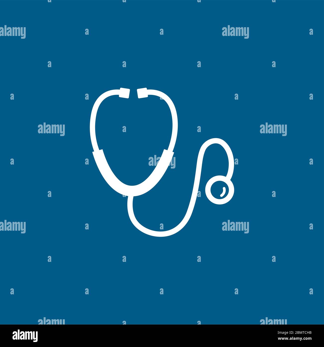 Stethoscope Icon On Blue Background. Blue Flat Style Vector ...