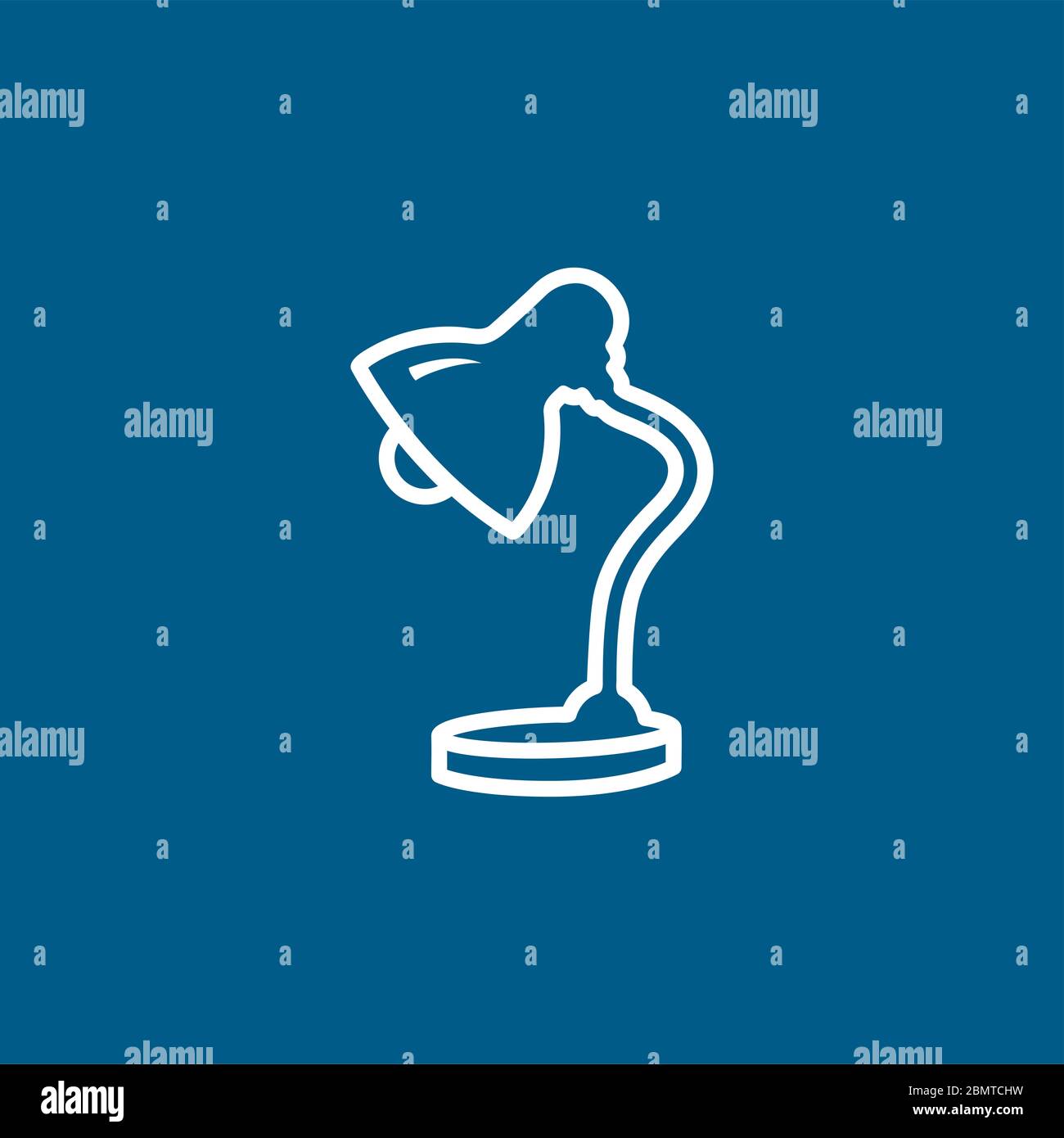 Table Lamp Line Icon On Blue Background. Blue Flat Style Vector ...