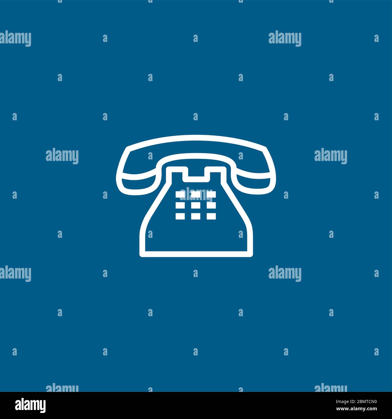 Telephone Line Icon On Blue Background. Blue Flat Style Vector ...