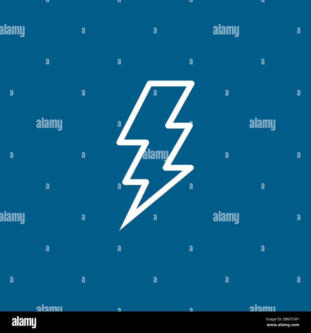 Thunderbolt Line Icon On Blue Background. Blue Flat Style Vector ...
