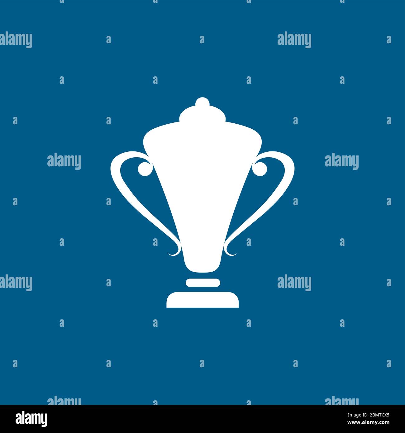 Trophy Icon On Blue Background. Blue Flat Style Vector Illustration ...