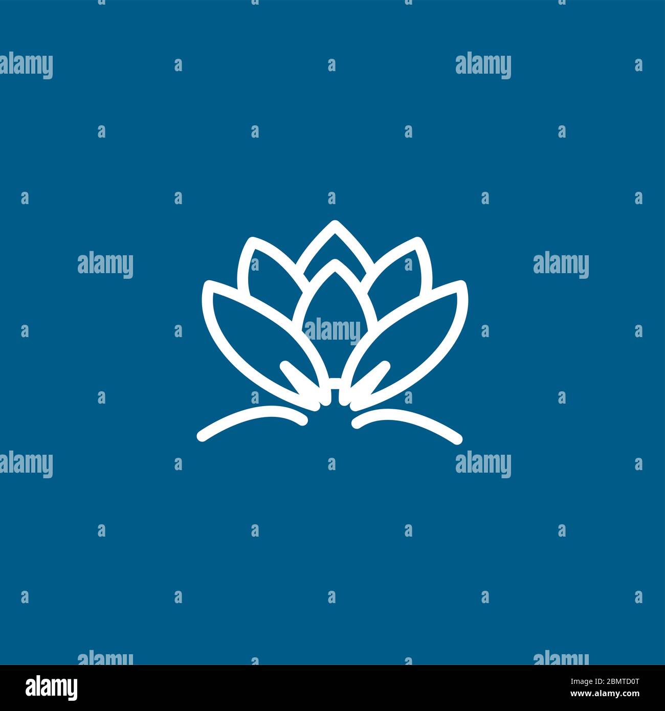 Water Lily Line Icon On Blue Background. Blue Flat Style Vector ...
