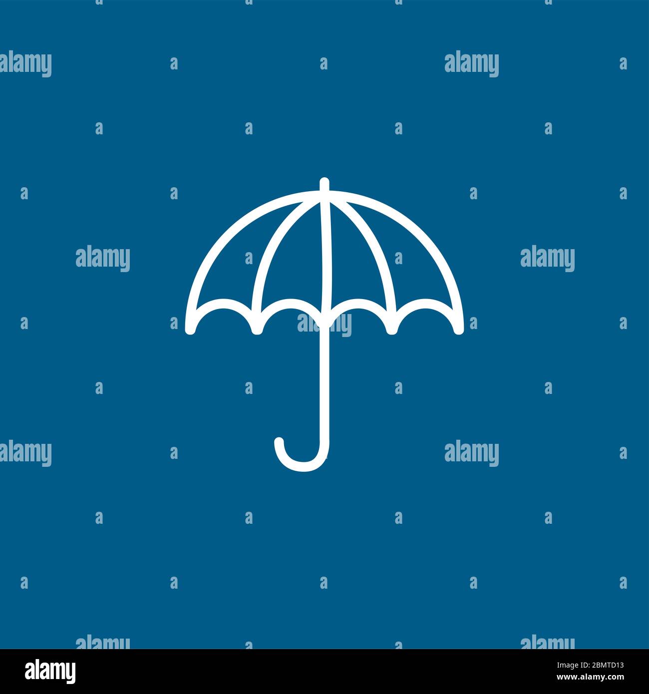 Umbrella Line Icon On Blue Background. Blue Flat Style Vector ...