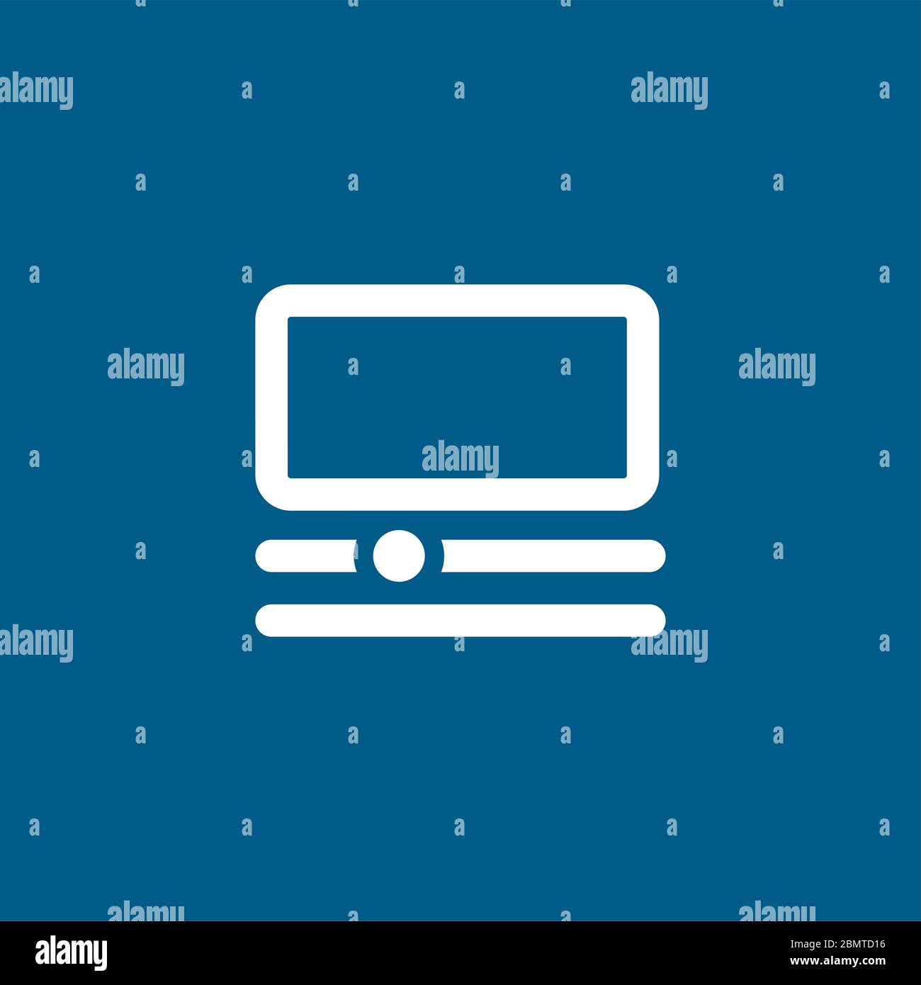 Vintage Computer Icon On Blue Background. Blue Flat Style Vector ...