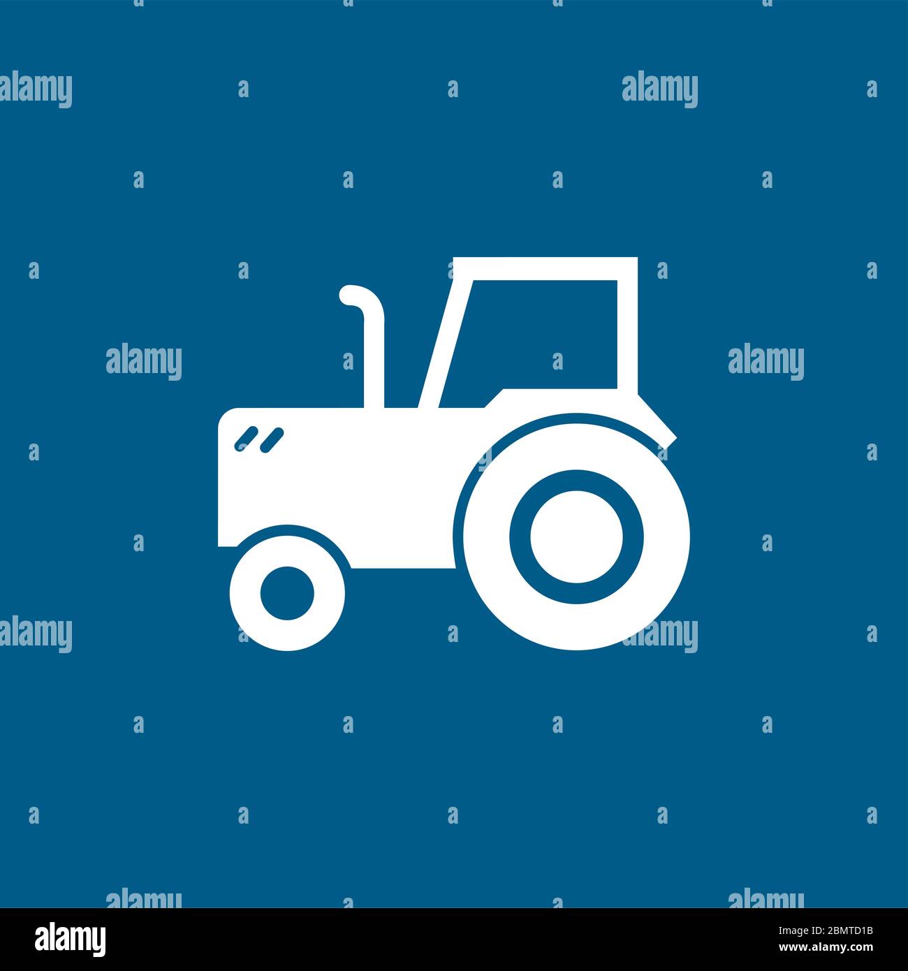 Tractor Icon On Blue Background. Blue Flat Style Vector Illustration ...