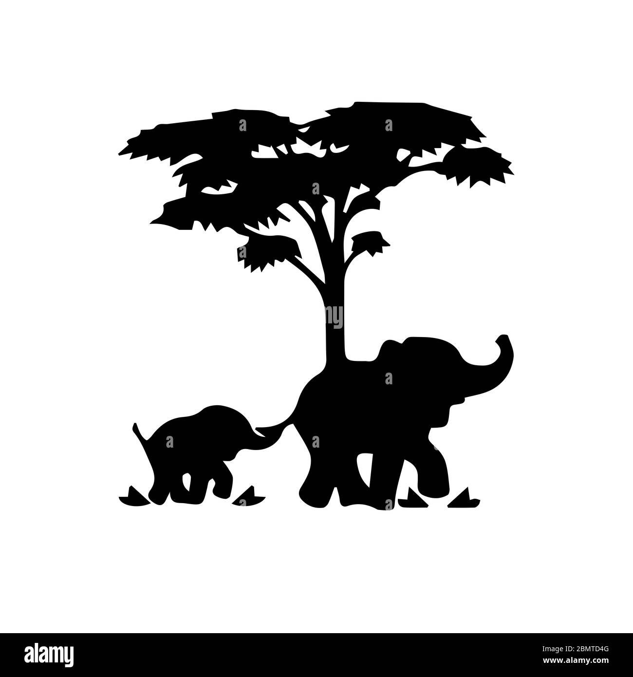 Silhouette tree animal elephant Cut Out Stock Images & Pictures - Alamy