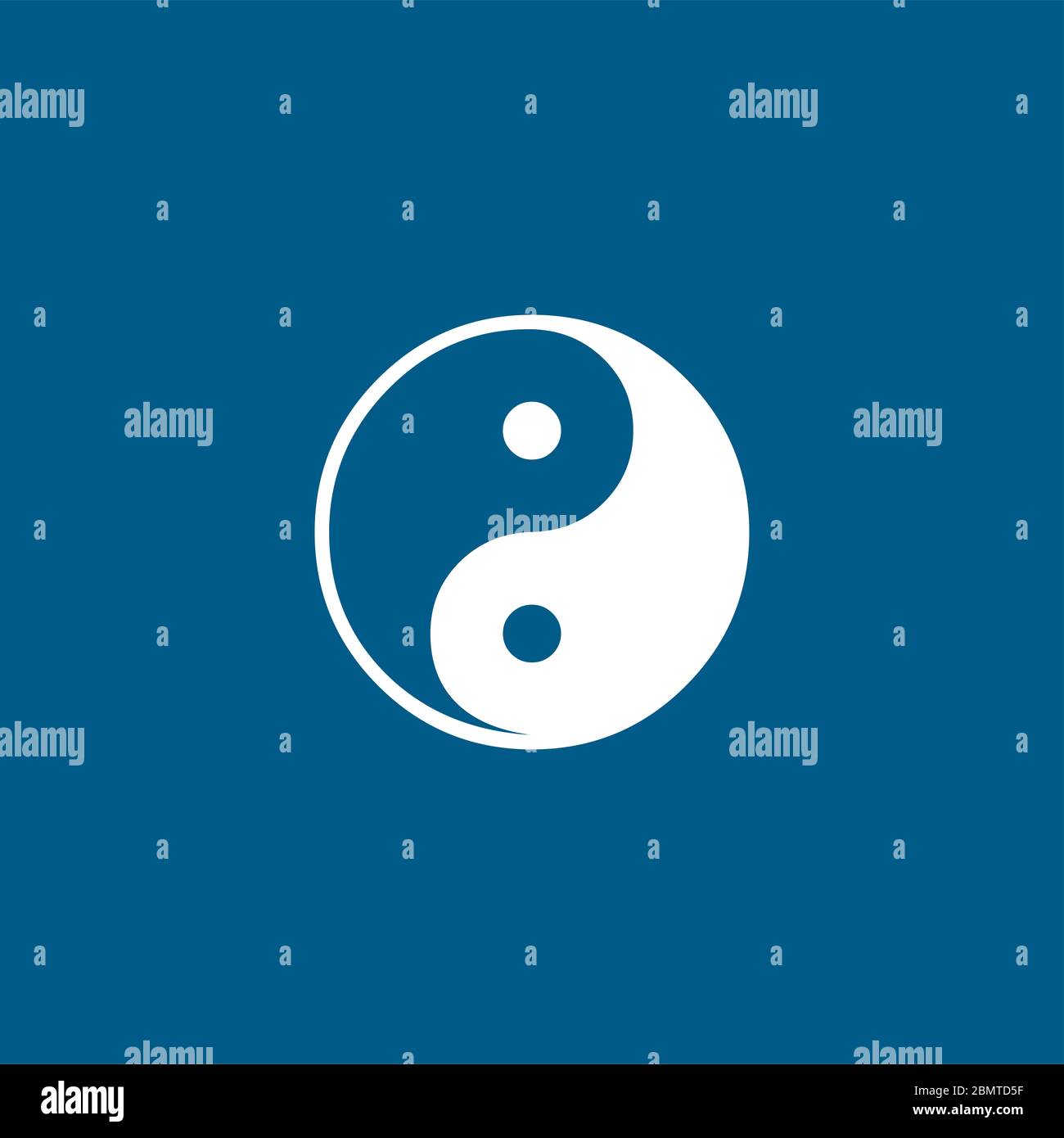 Yin And Yang Icon On Blue Background. Blue Flat Style Vector ...