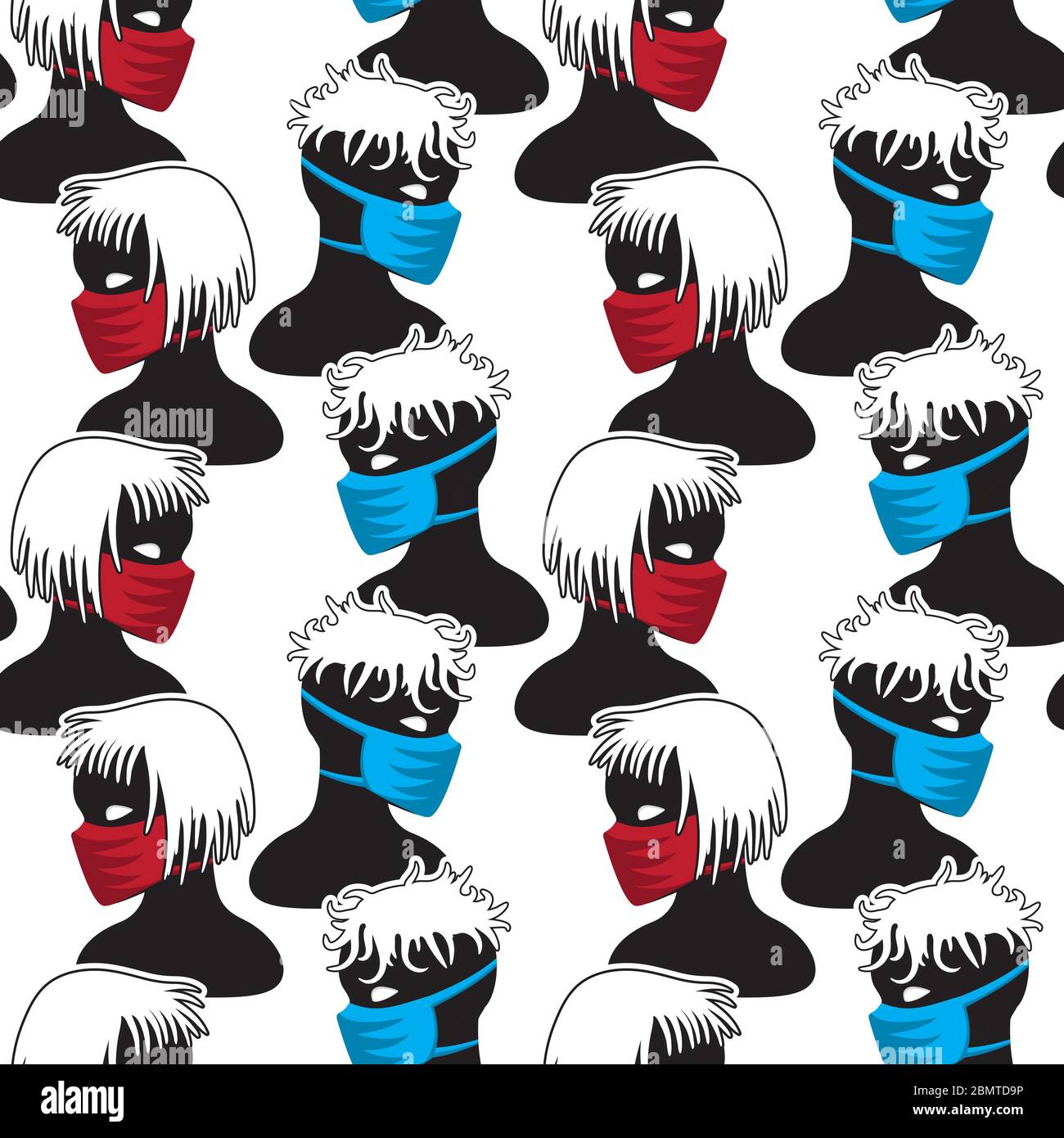 seamless pattern of medical virus face mask on white background. Vector ...