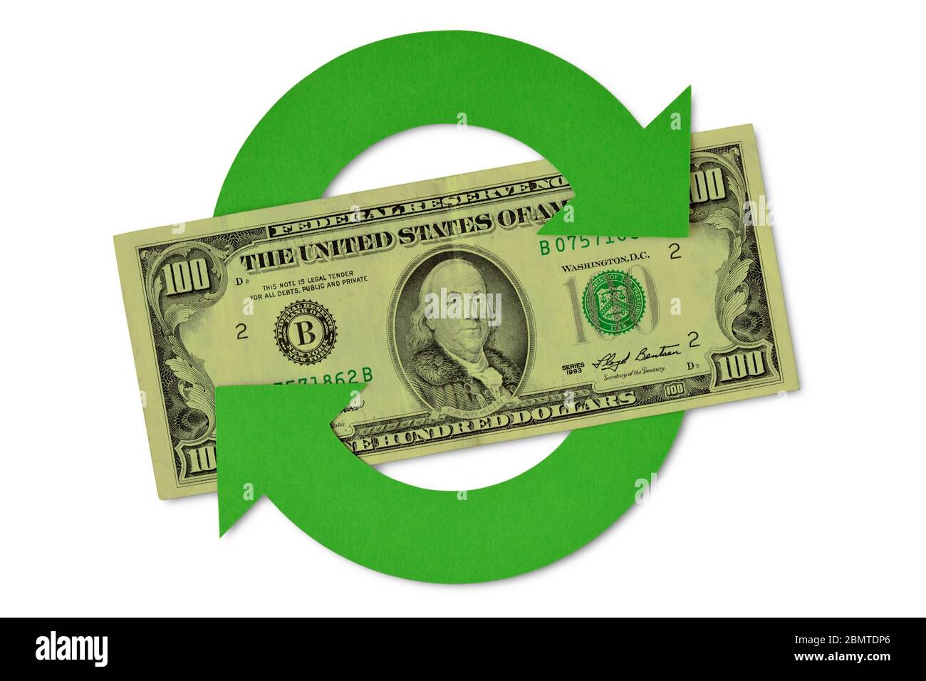 Circle arrows with dollar banknote - Finance and money circulation ...