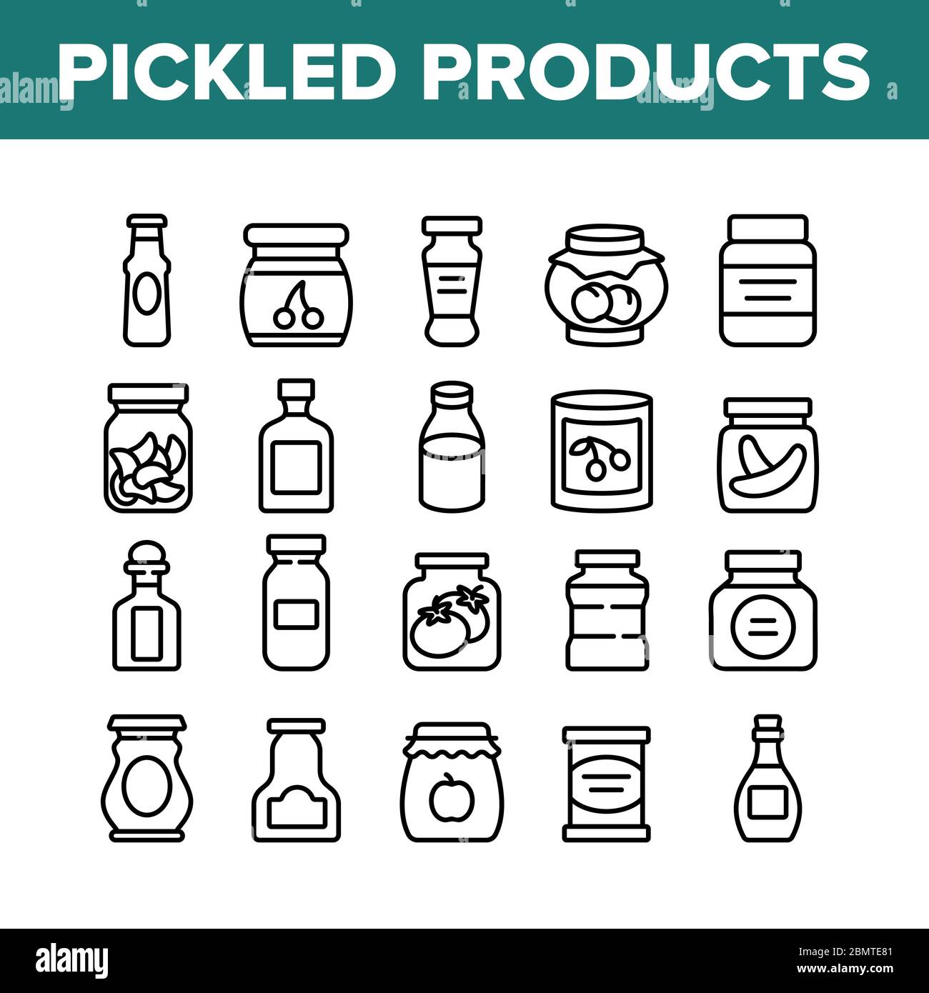 Pickled Product Food Collection Icons Set Vector Stock Vector Image ...