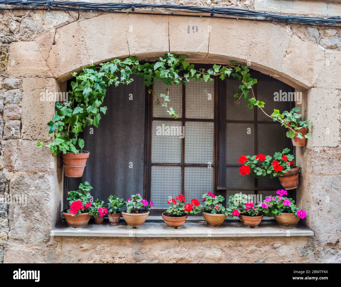 A window surrounded by flower pots Stock Photo - Alamy
