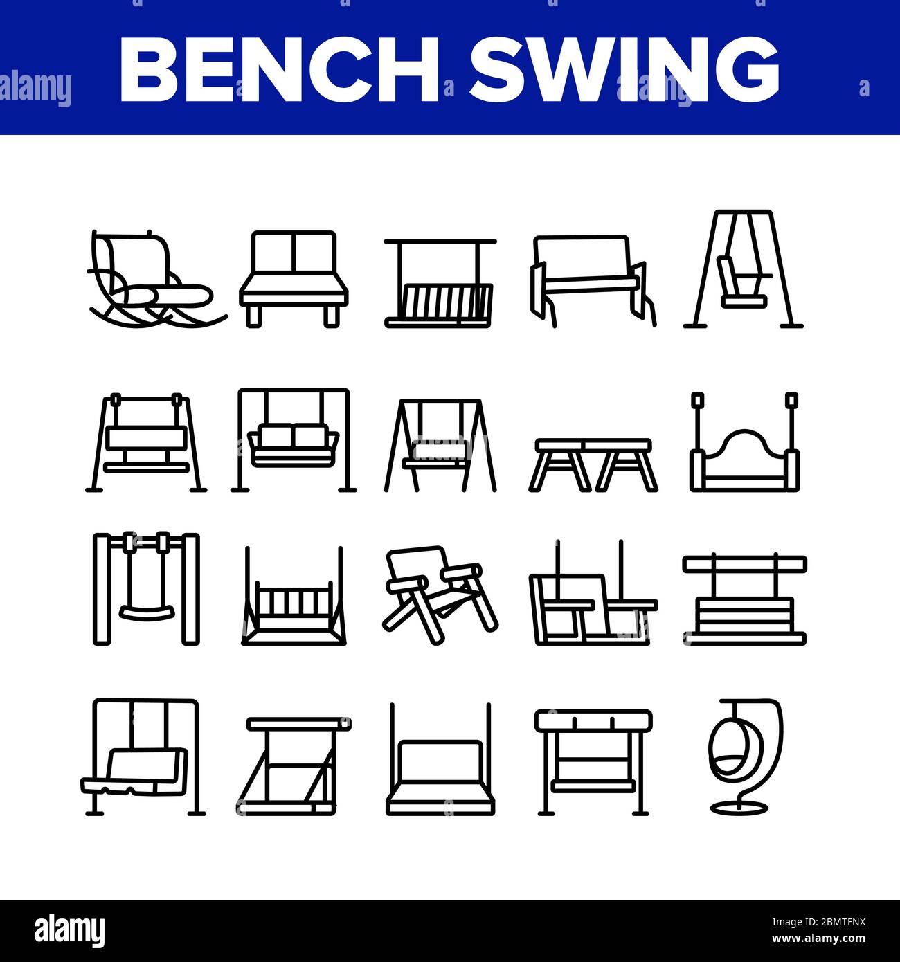 Bench Swing Furniture Collection Icons Set Vector Stock Vector Image ...