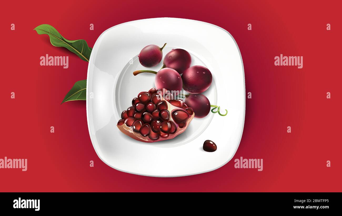 Ripe pomegranate fruit on Stock Vector Images - Alamy