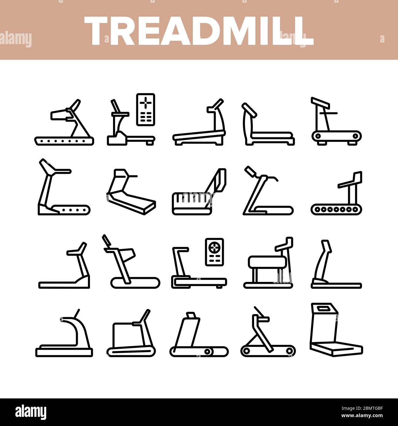 Treadmill Sportive Equipment Icons Set Vector Stock Vector Image & Art ...
