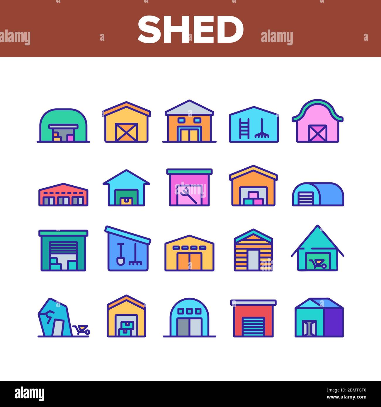 Shed Construction Collection Icons Set Vector Stock Vector Image & Art ...
