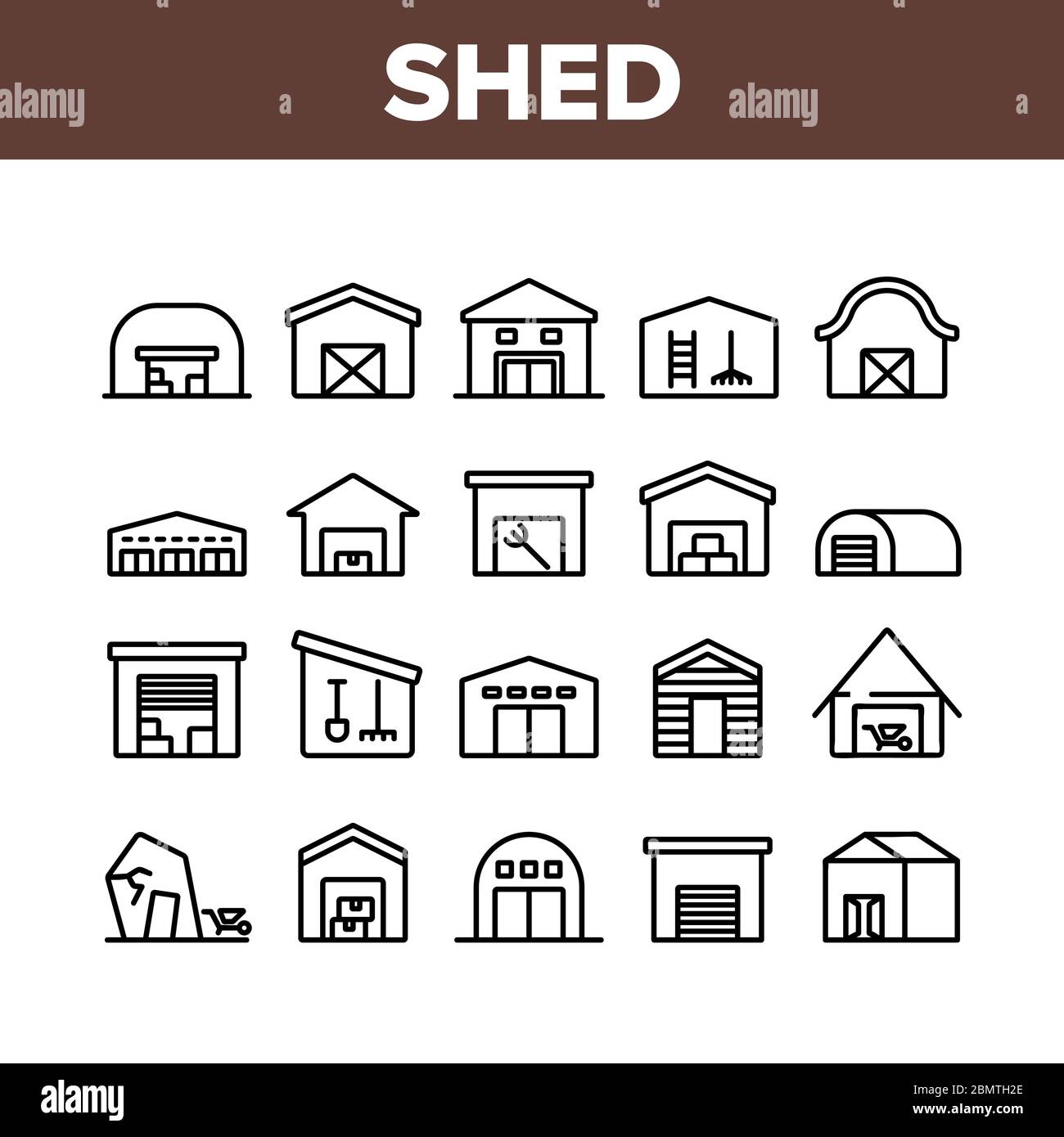Shed Construction Collection Icons Set Vector Stock Vector Image & Art ...