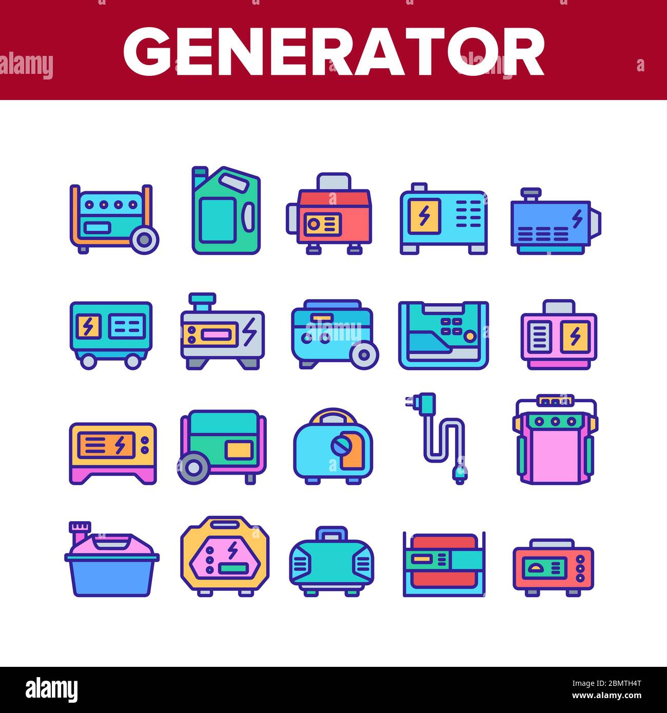Portable Generator Collection Icons Set Vector Stock Vector Image & Art ...