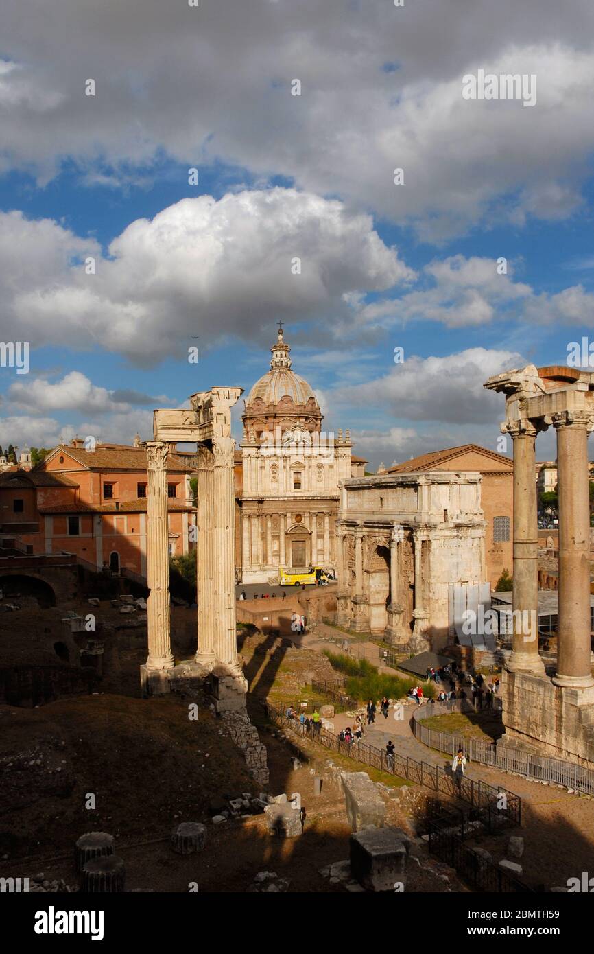 Tourists visit Roman Forum ancient ruins Stock Photo - Alamy