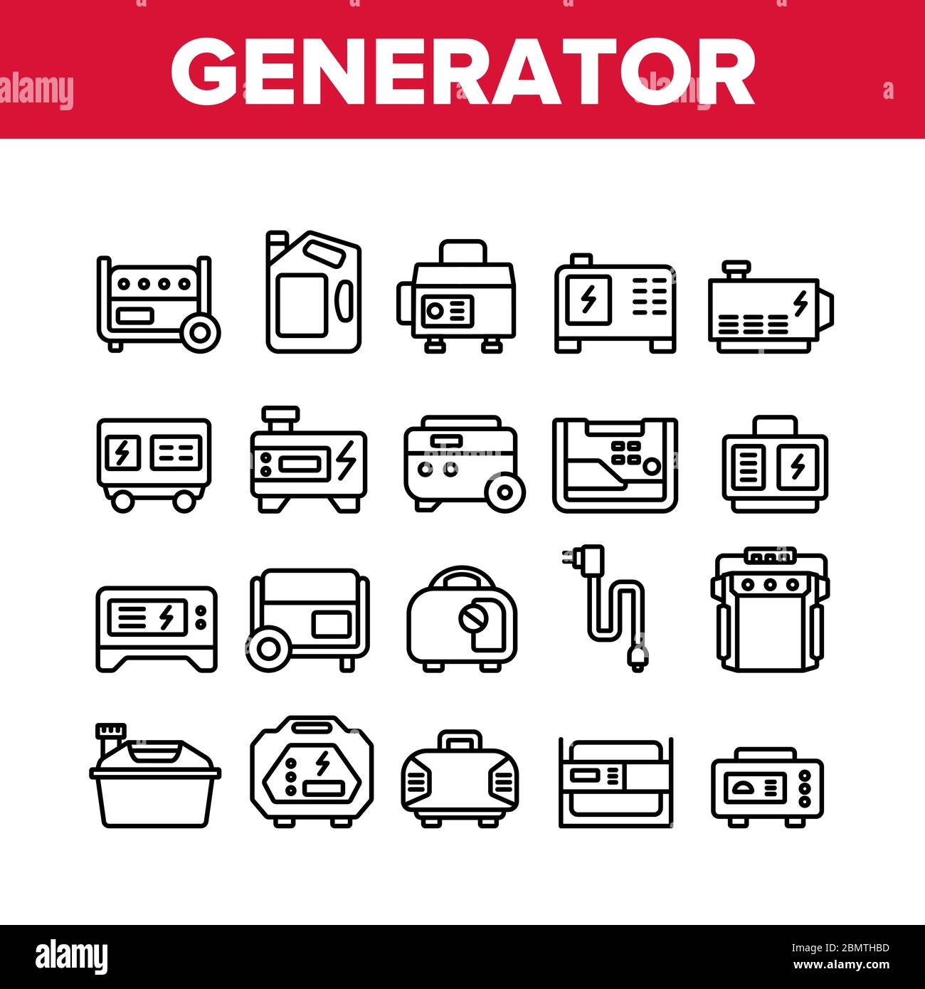 Portable Generator Collection Icons Set Vector Stock Vector Image & Art ...