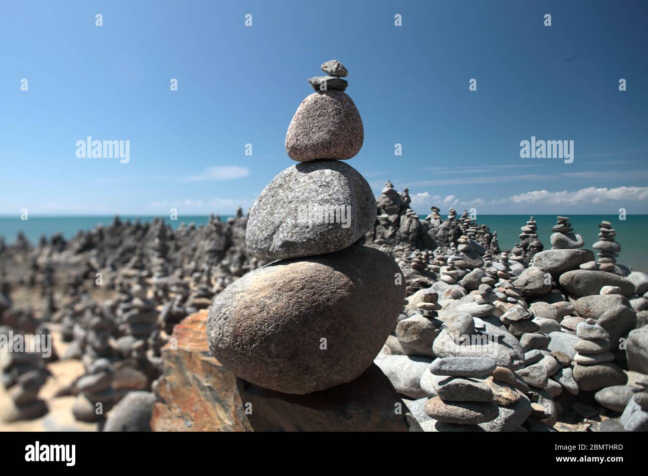 Stone constructions on a beach in Australia Stock Photo - Alamy