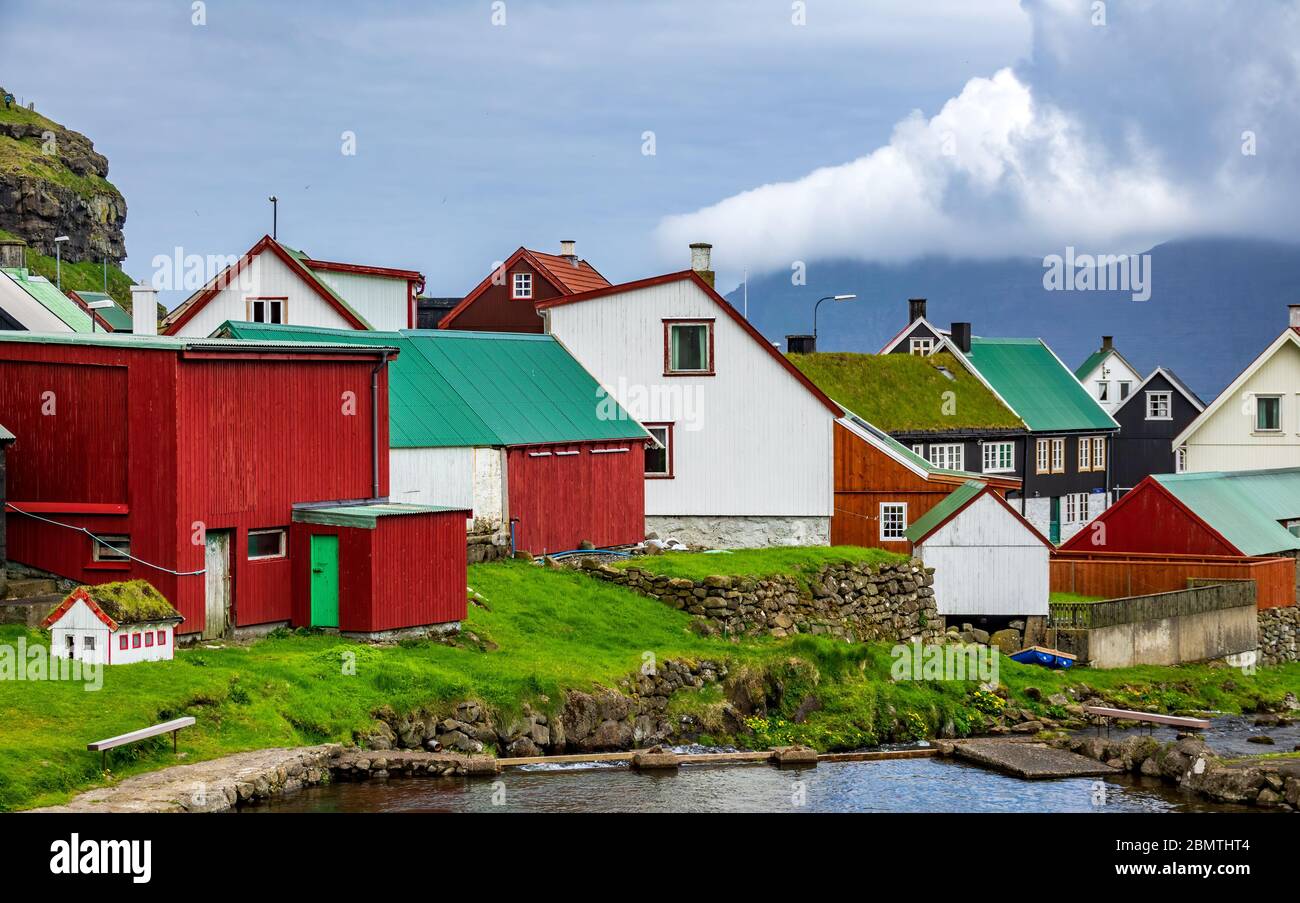 Gjogv village near the ocean in Faroe Islands Stock Photo - Alamy